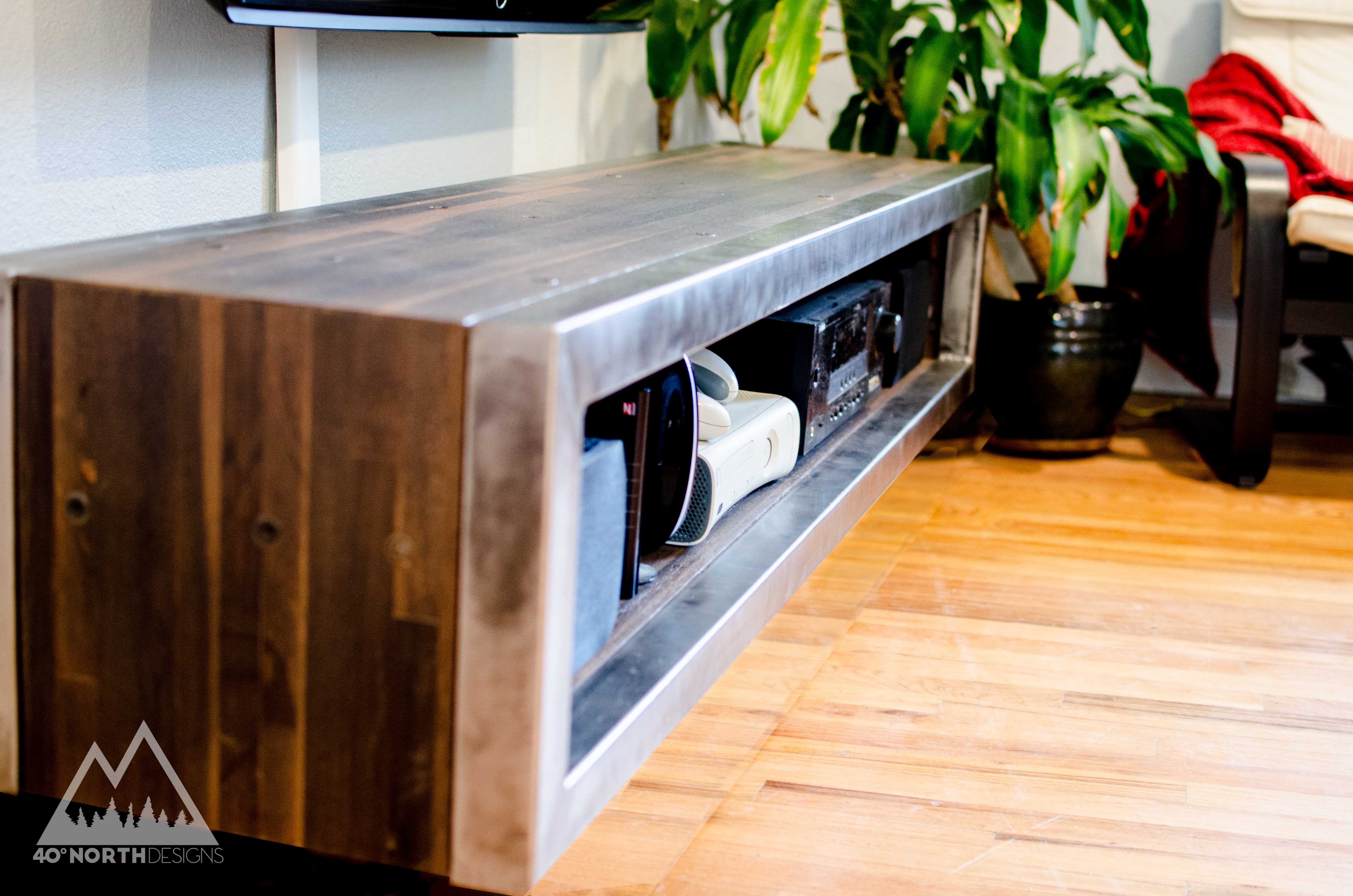 Modern Rustic Reclaimed Wood Steel Floating Entertainment Console Maker Marketplace