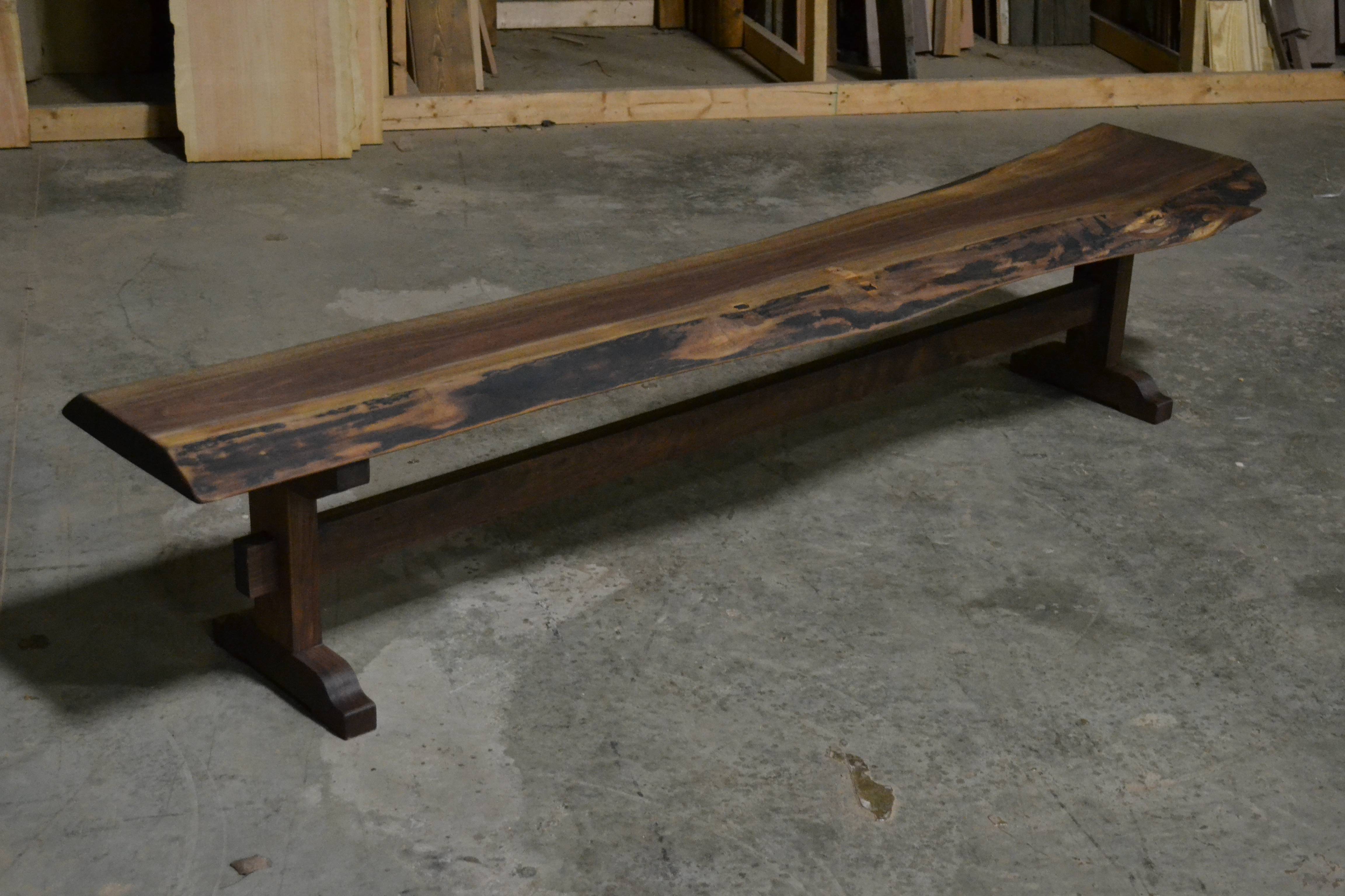 Live Edge Walnut Bench With Trestle Base | Maker Marketplace