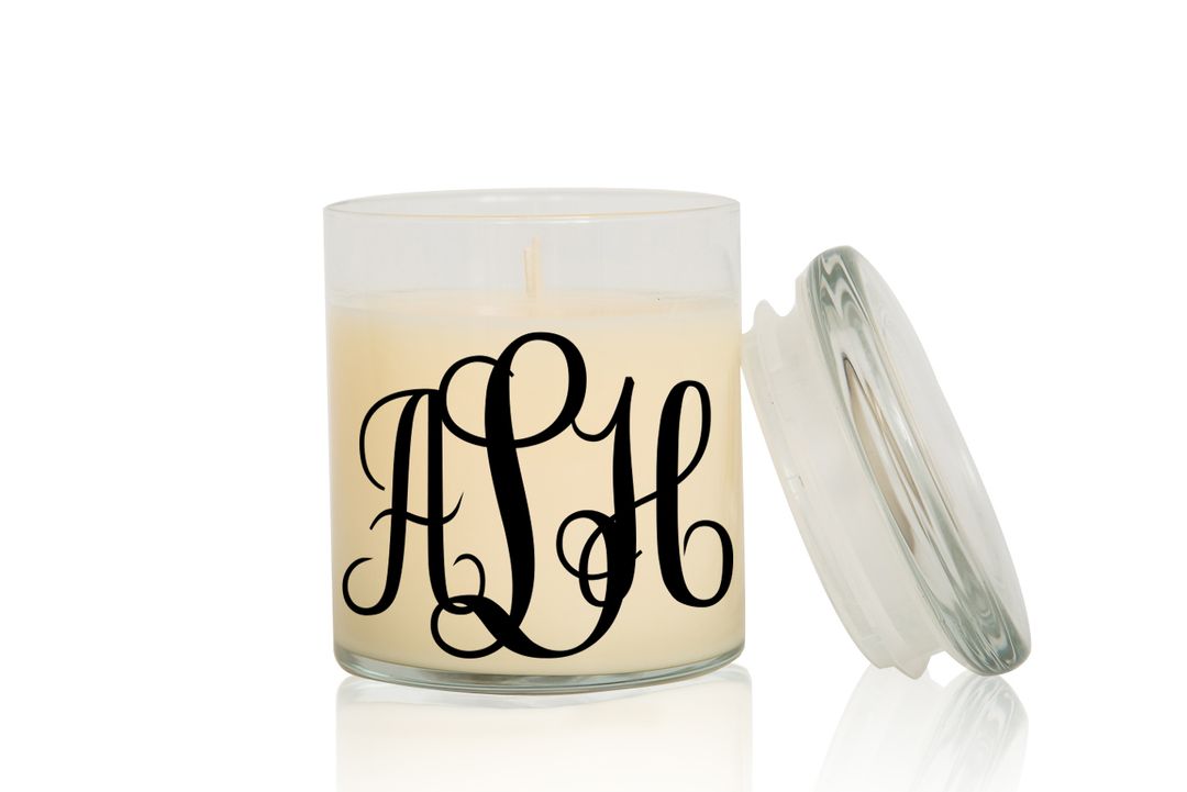 Monogram Candle | Fancy Vine | Large Creme Brulee/Vanilla Scented ...