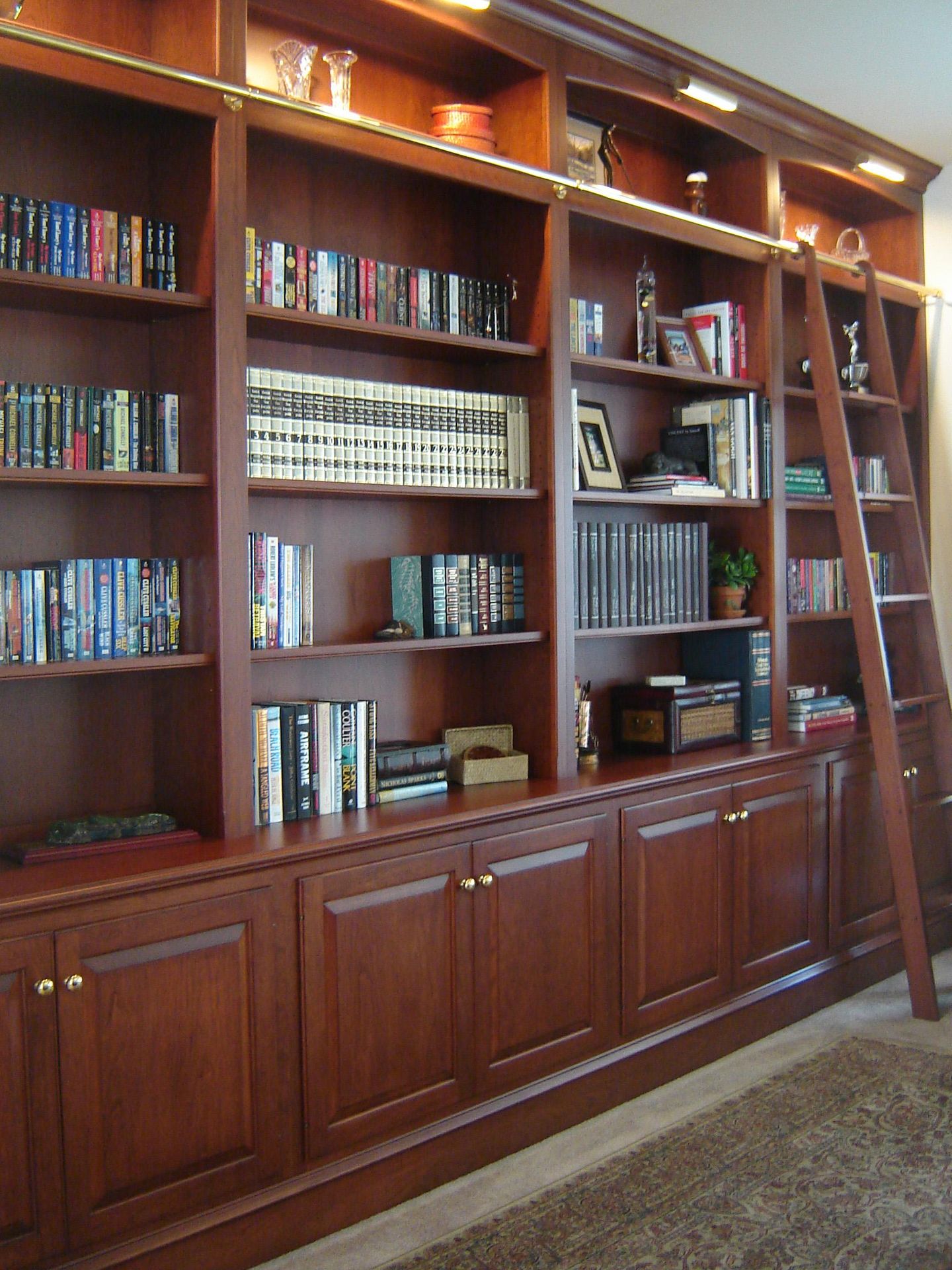 Cherry Bookcase With Leaded Glass Doors And Open Side Bookcases | Maker ...