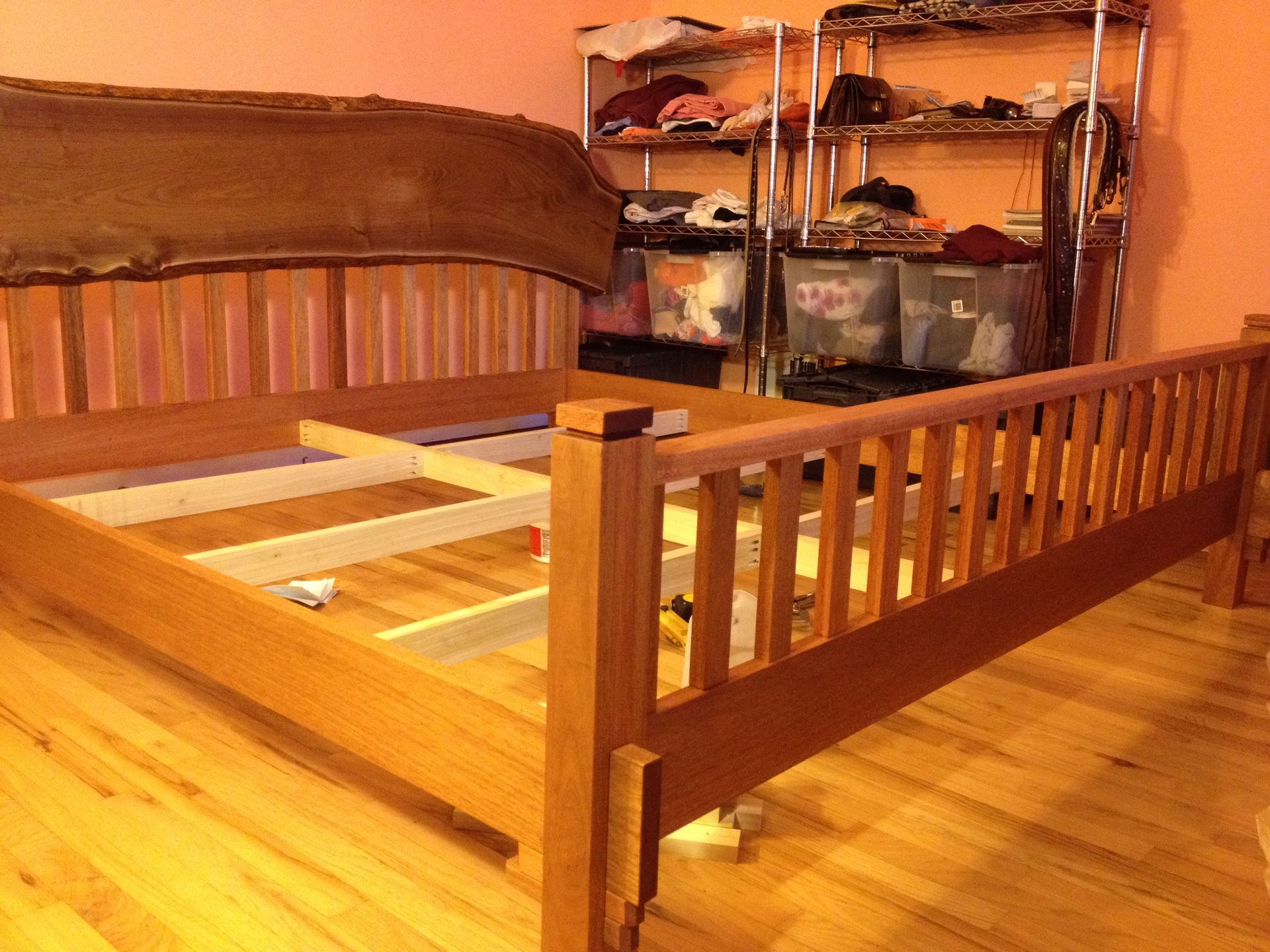 King Size Mahogany Bed With Live Edge Catalpa Headboard Maker Marketplace